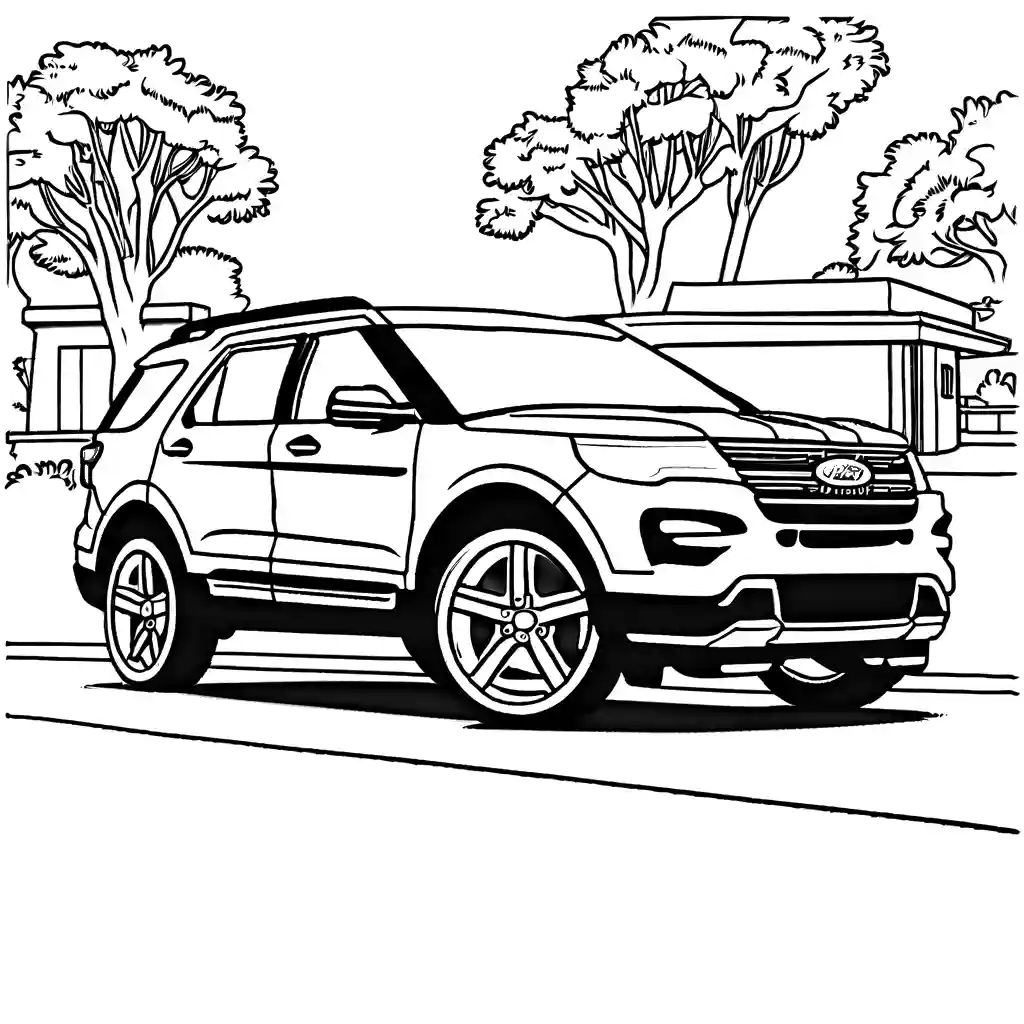 Strona kolorowanka Ford Explorer 🎨 Magia Kolorowanek